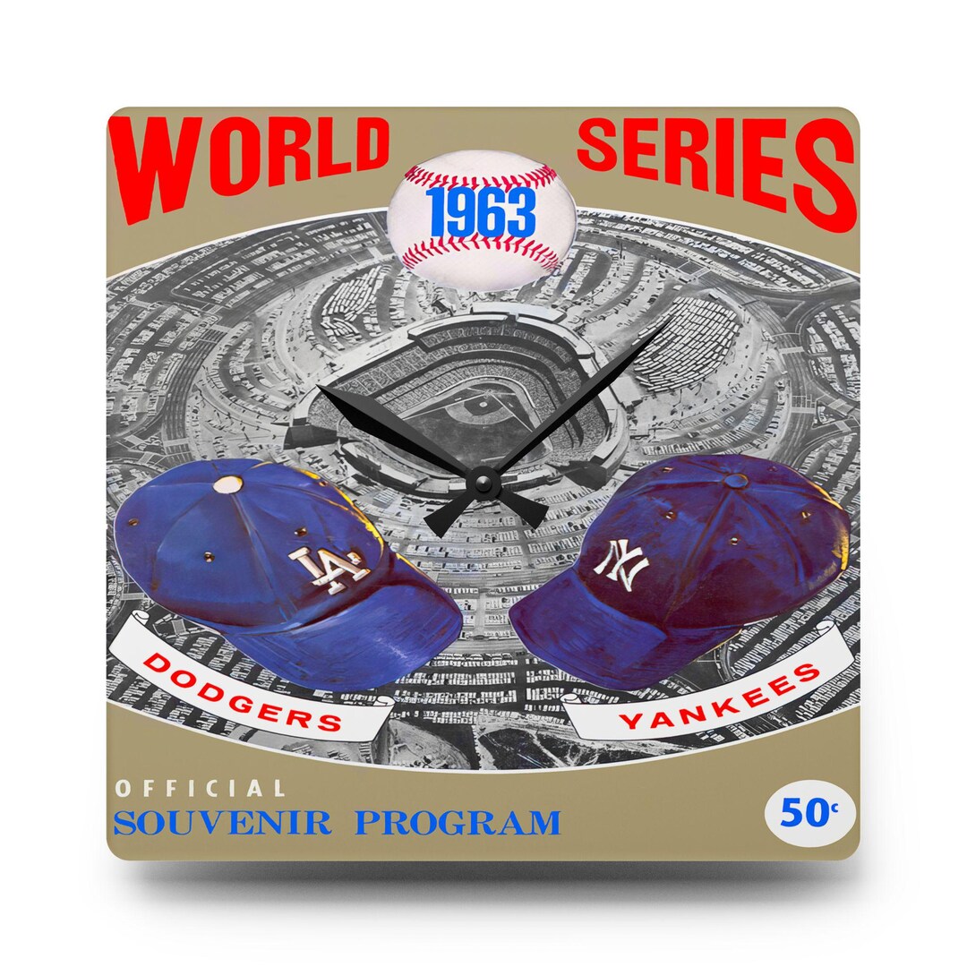 Vintage Baseball World Series Acrylic Wall Clock, 1963 Dodger Stadium ...