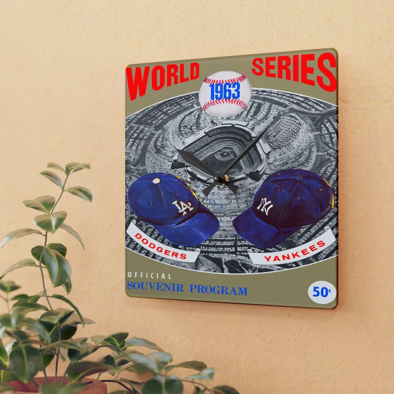 Vintage Baseball World Series Acrylic Wall Clock, 1963 Dodger Stadium ...