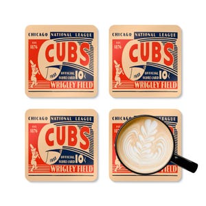 1933 Vintage Chicago Cubs Baseball Corkwood Coaster Set - Etsy