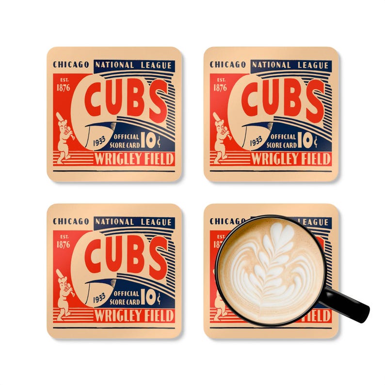 1933 Vintage Chicago Cubs Baseball - Corkwood Coaster Set - Etsy