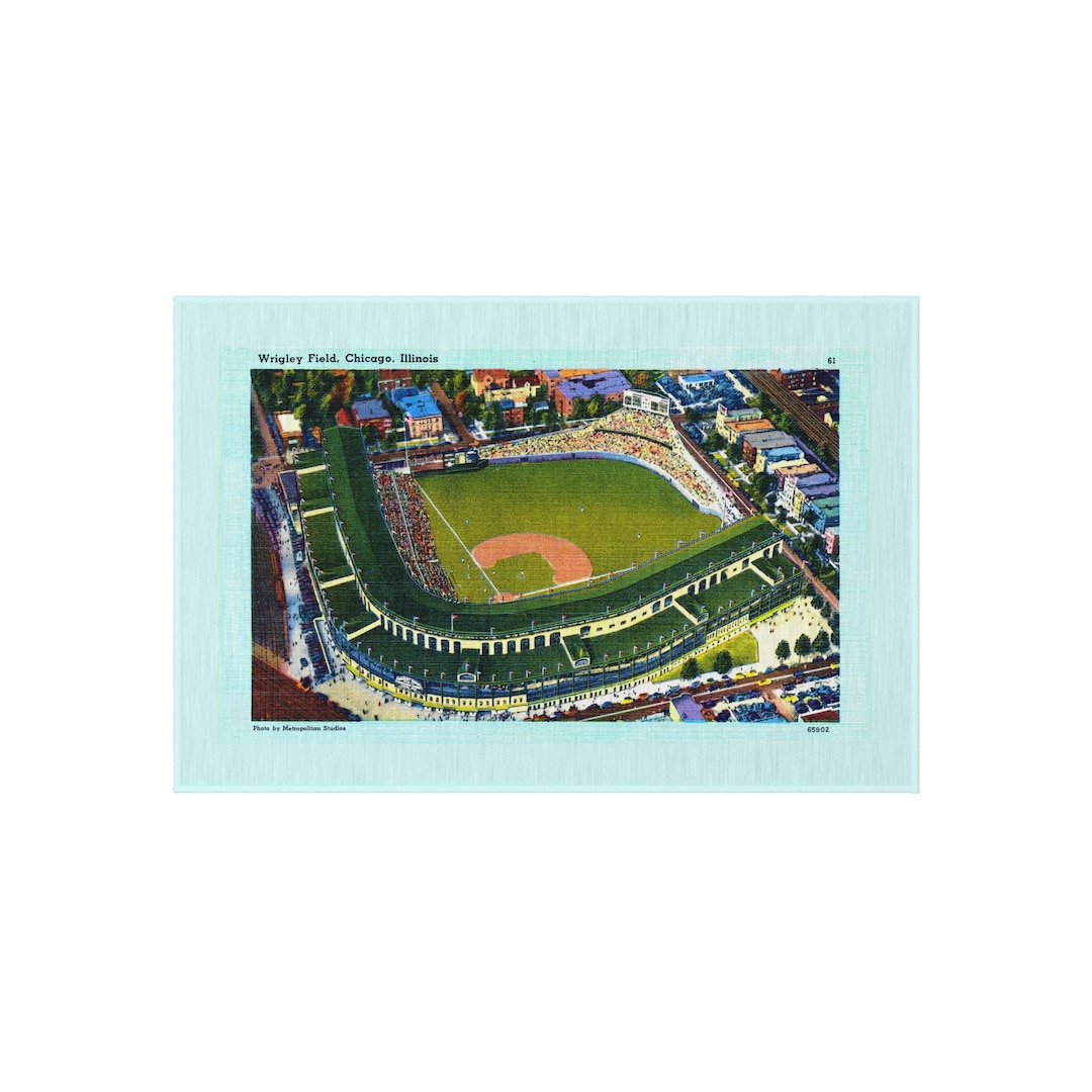 1941 Vintage Chicago Cubs Wrigley Field Postcard - 36 X 24 Outdoor Rug ...