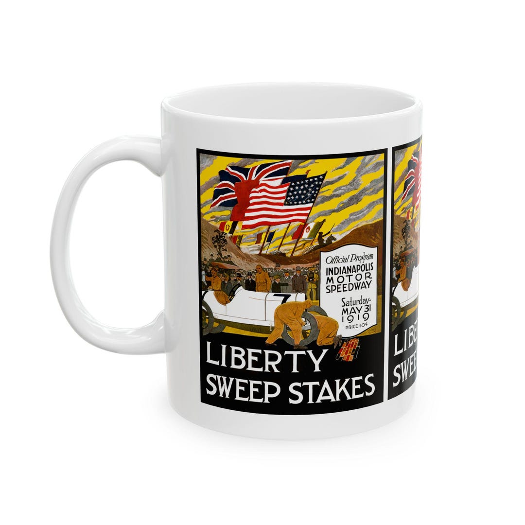Indy 500 Racing Ceramic Mug, Vintage Race Car Coffee Cup, Auto Racing ...