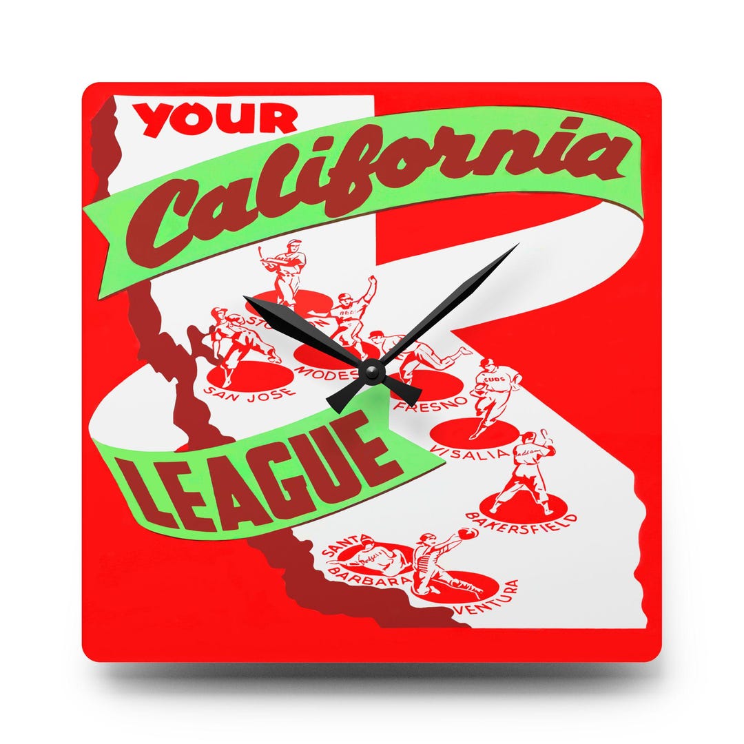 Baseball Wall Clock, California League Vintage 1949 Design, Sports Fan ...