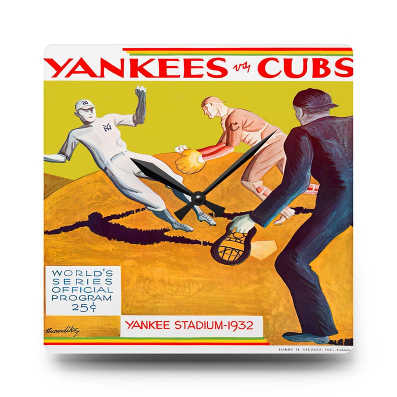 Vintage Baseball World Series Acrylic Wall Clock, 1932 Yankees Cubs Memorabilia, Sports Fan Gift ...