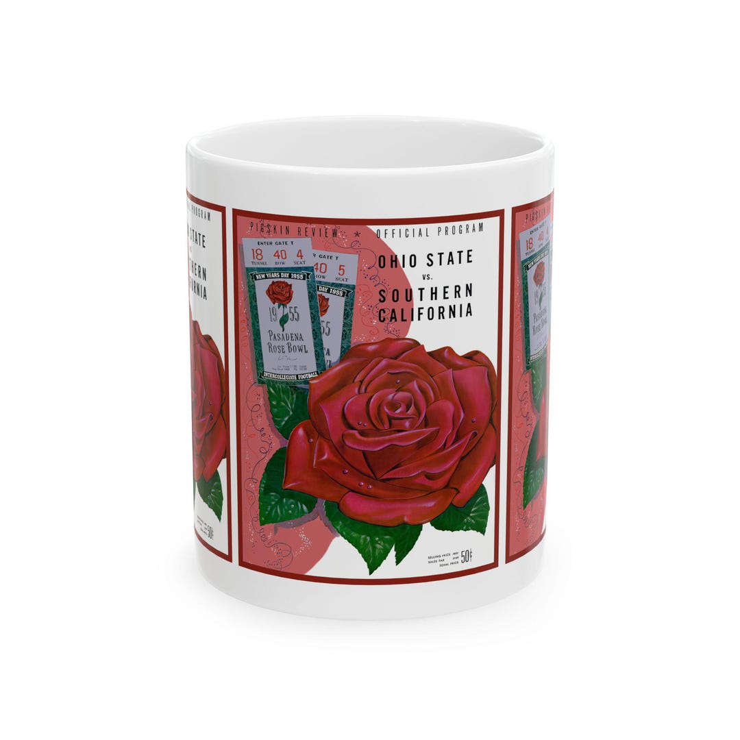 Vintage 1955 Rose Bowl Football Program USC - Ohio State Ceramic Mug ...