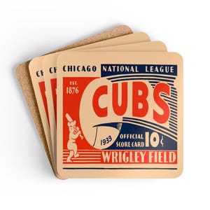 1933 Vintage Chicago Cubs Baseball - Corkwood Coaster Set - Etsy