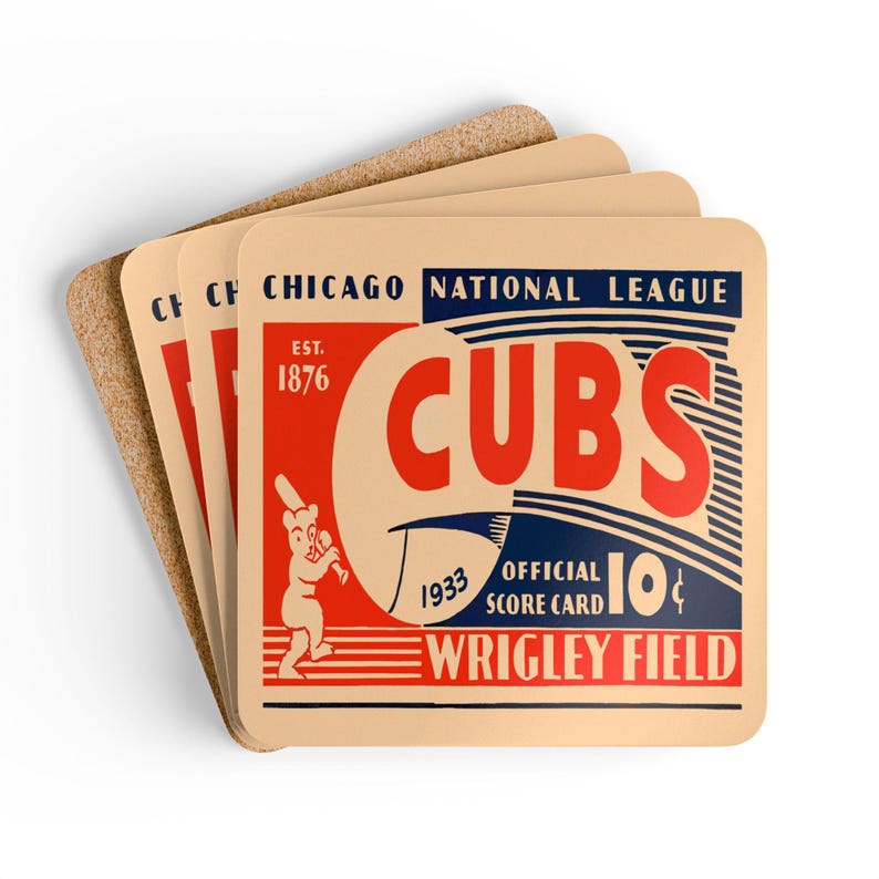 1933 Vintage Chicago Cubs Baseball - Corkwood Coaster Set - Etsy