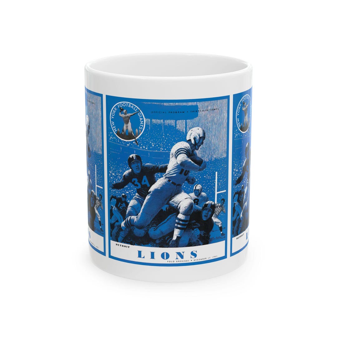 Football Ceramic Mug, Vintage 1953 New York Giants Vs Detroit Lions ...