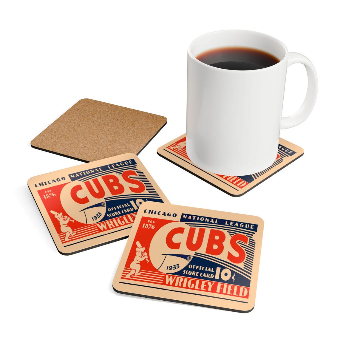 1933 Vintage Chicago Cubs Baseball - Corkwood Coaster Set - Etsy