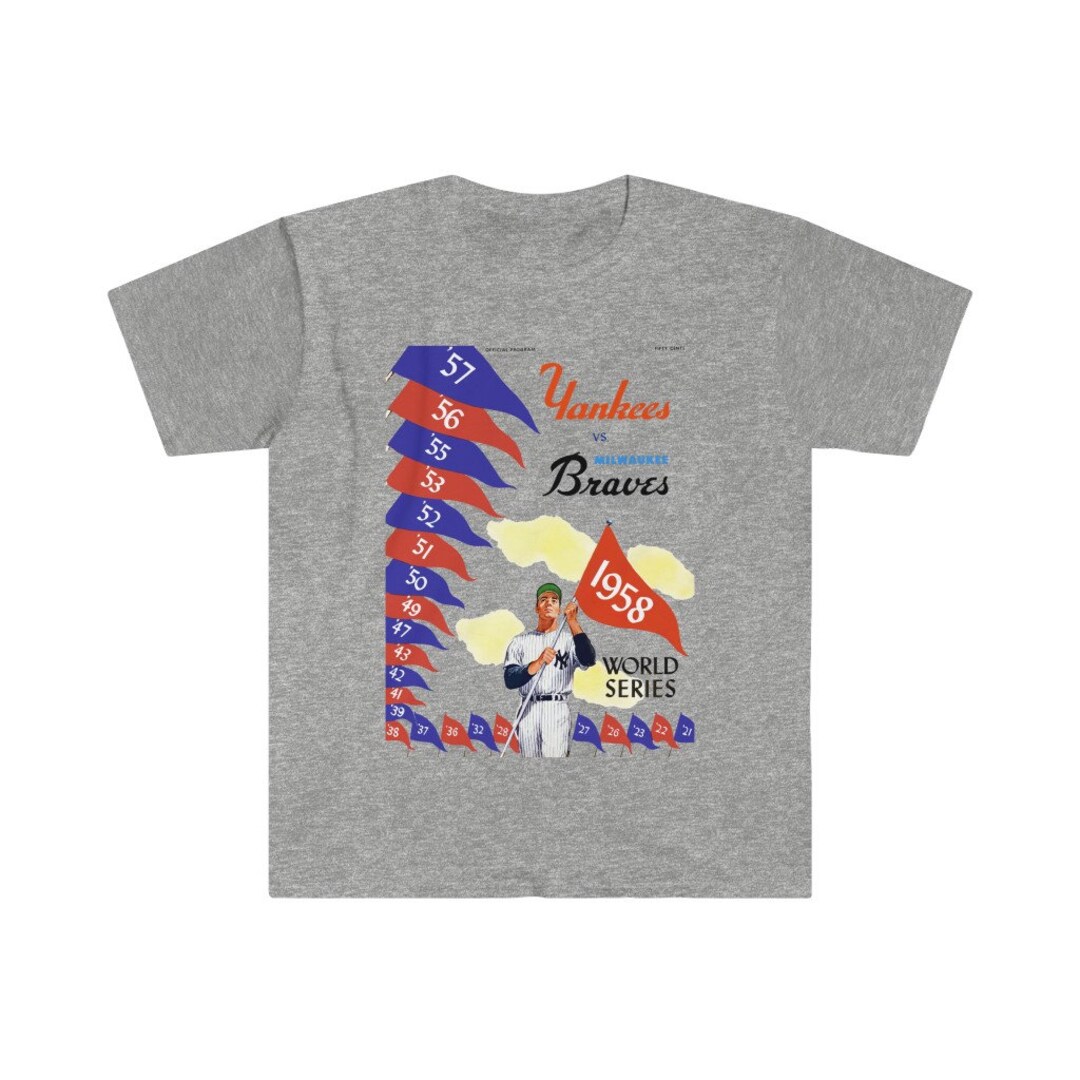 1958 Vintage Yankees - Braves Baseball World Series - Softstyle T-shirt ...