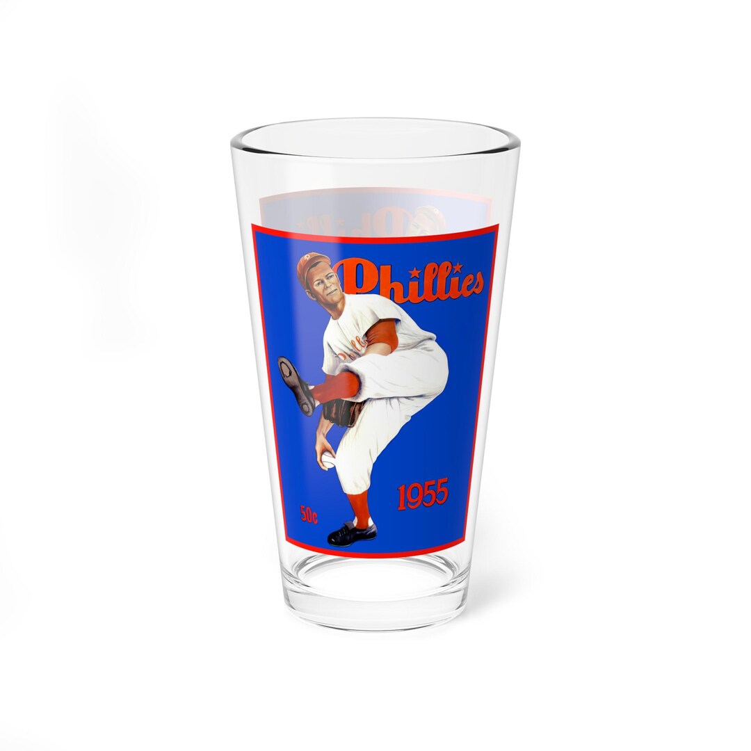 Baseball Mixing Glass, 16oz - 1955 Philadelphia Phillies Yearbook, Gift ...