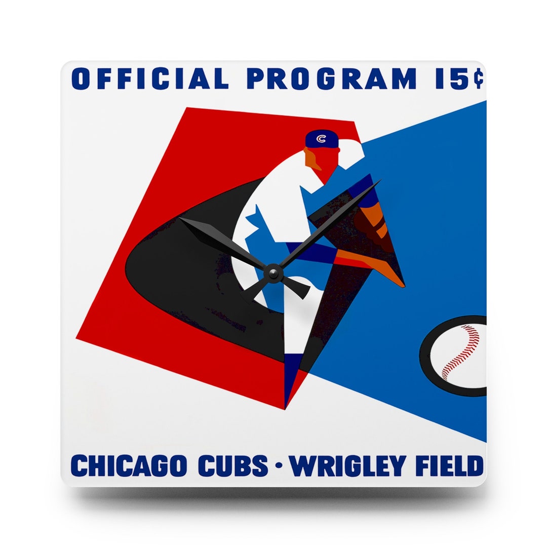 1965 Vintage Chicago Cubs Baseball Program Cover - Acrylic Wall Clock ...