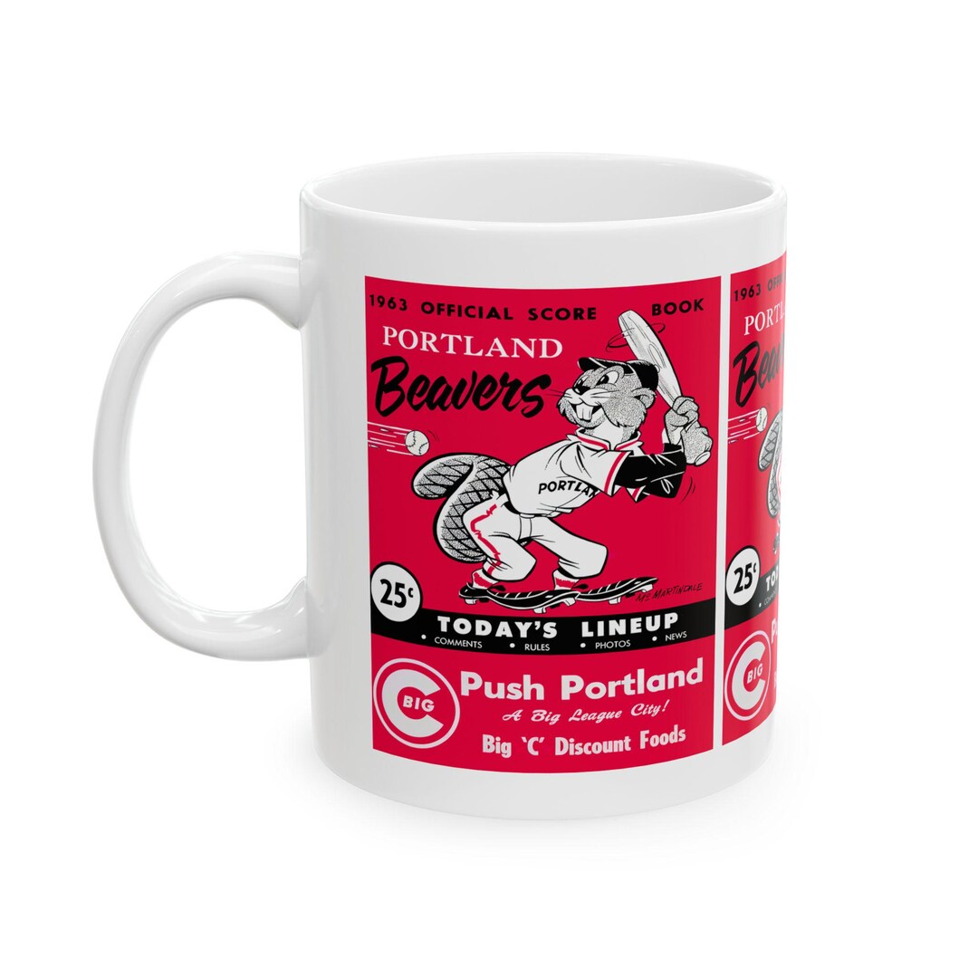 1963 Portland Beavers Baseball Scorebook Cover - Ceramic Mug, 11oz ...