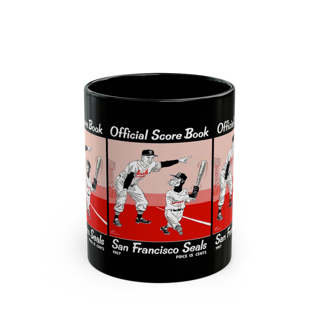 1957 Vintage San Francisco Seals Baseball Scorebook Cover- Black Mug 11 ...