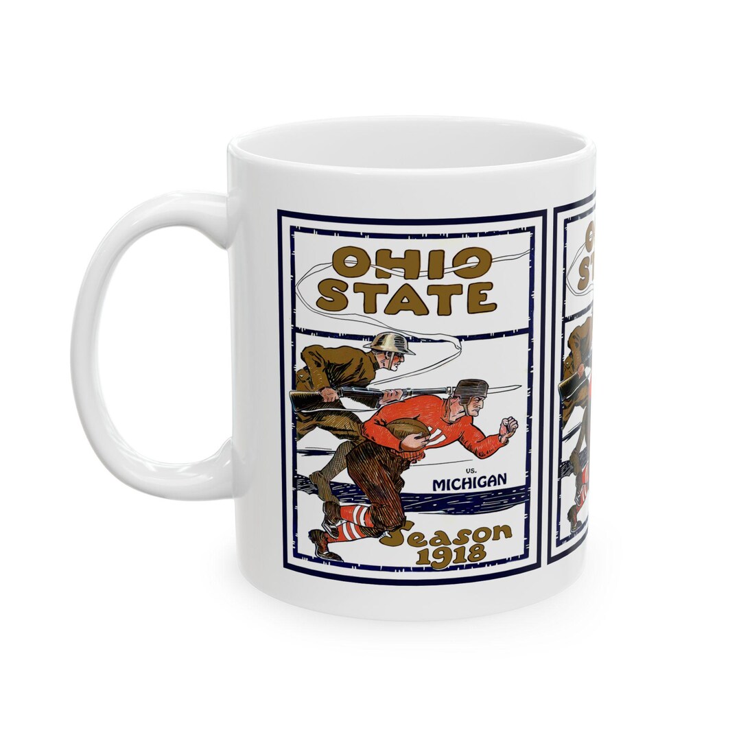 College Football Ceramic Mug, 1918 Ohio State Michigan Football, Sports ...