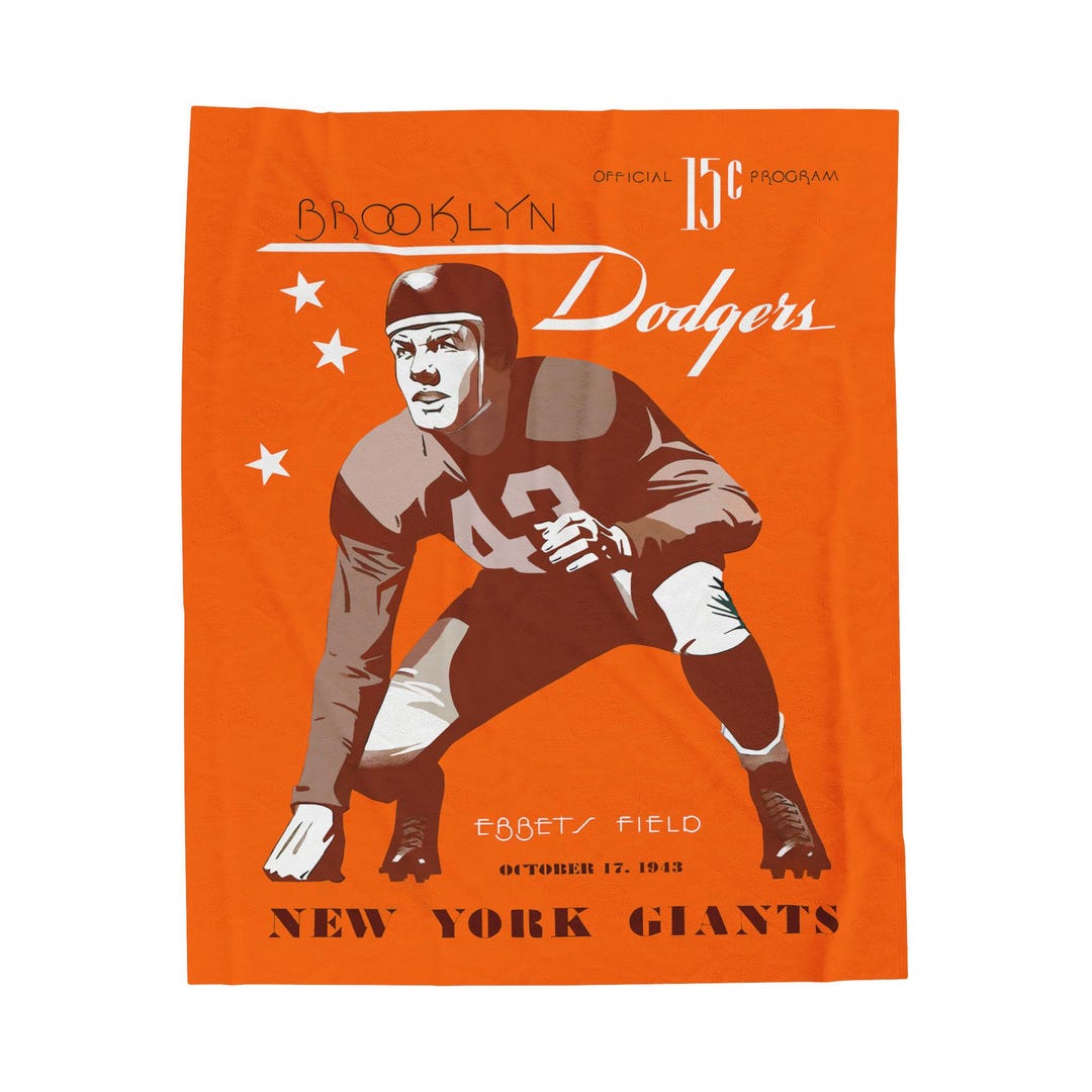Velveteen Throw Blanket, 1943 Brooklyn Dodgers Football Program Cover ...