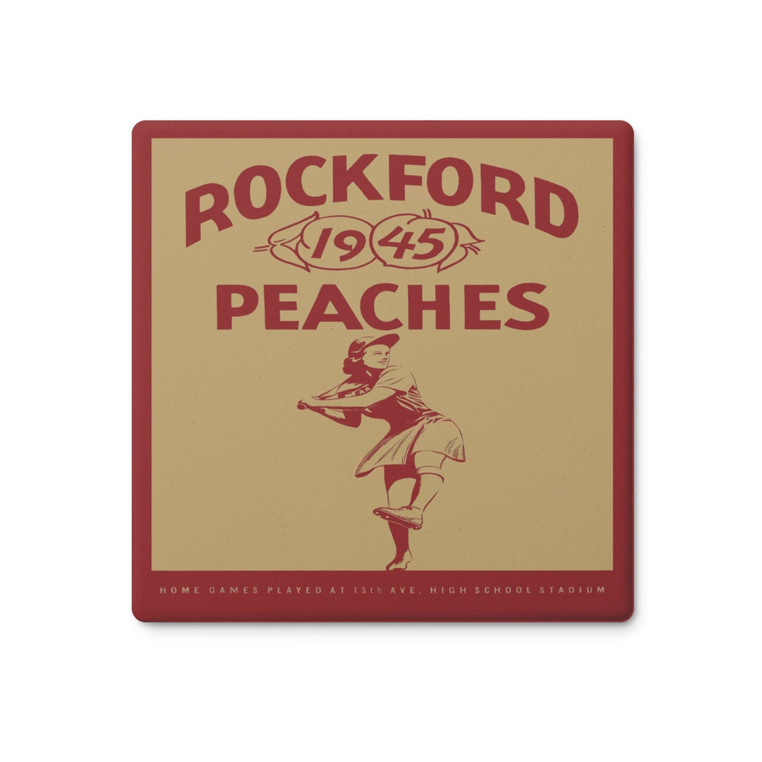 1945 Vintage Rockford Peaches Baseball Yearbook Cover Soapstone Coaster ...