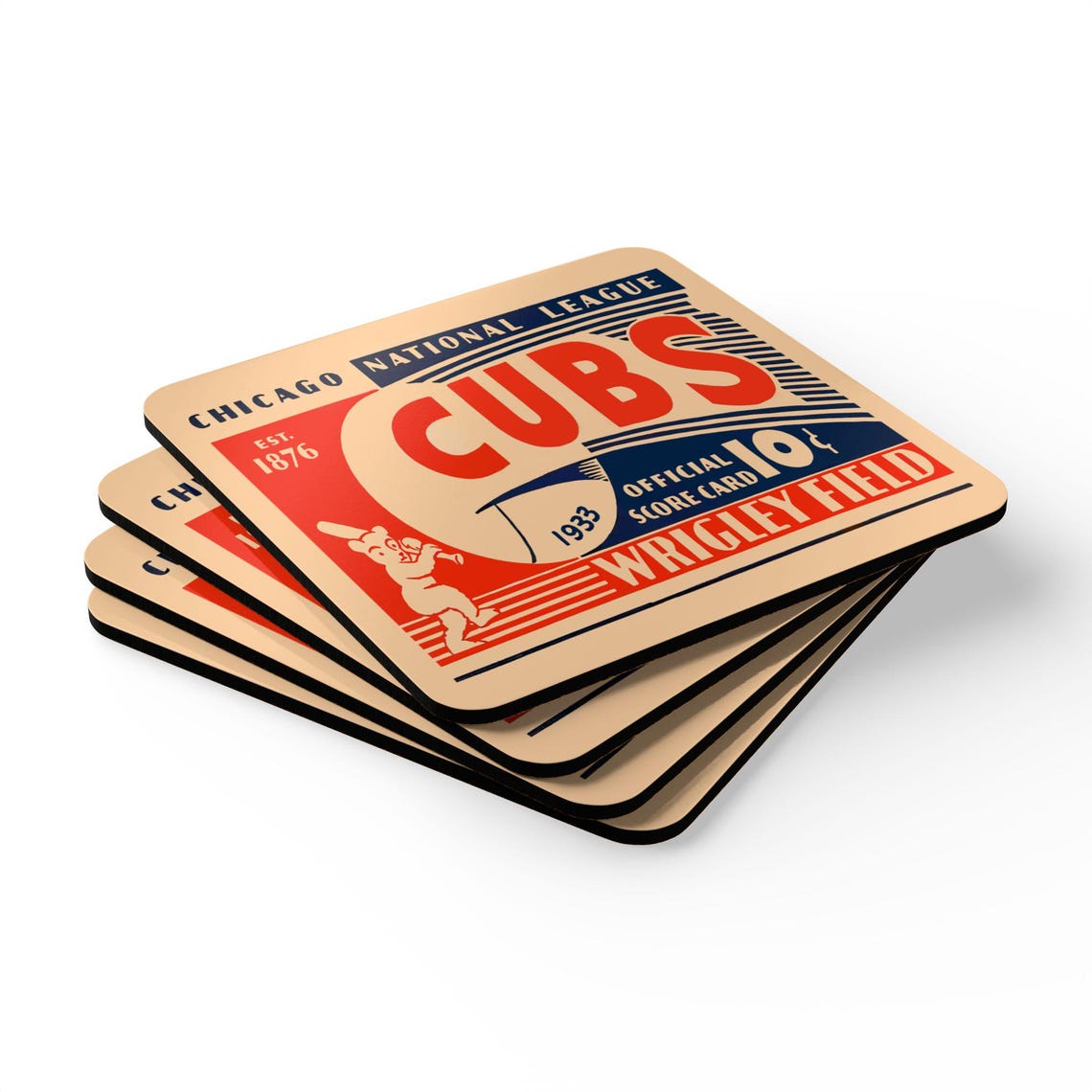 1933 Vintage Chicago Cubs Baseball - Corkwood Coaster Set - Etsy