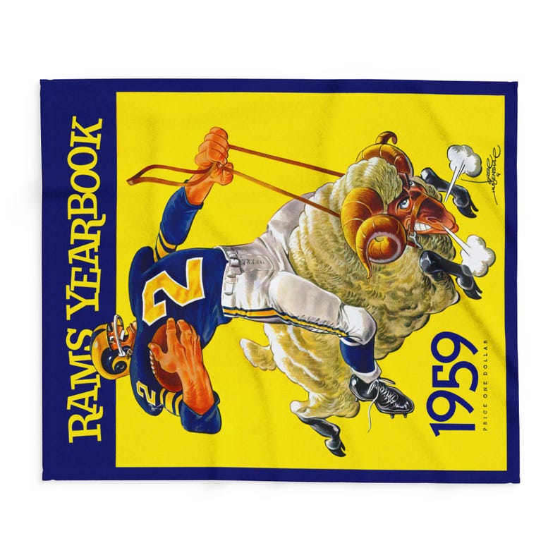 Fleece Blanket, 1959 Rams Football Design Cozy Throw, Sports Bedding ...