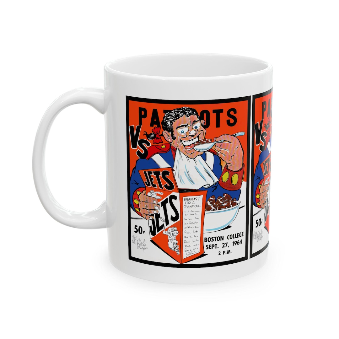 Vintage Football Ceramic Mug, 1964 Patriots Jets Retro Sports Fan Gift ...