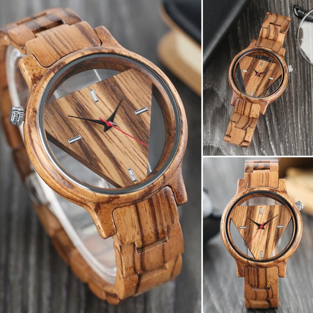 EQUILATERAL - Men's Luxury Minimalist Hollow-face NATURAL Wooden ...