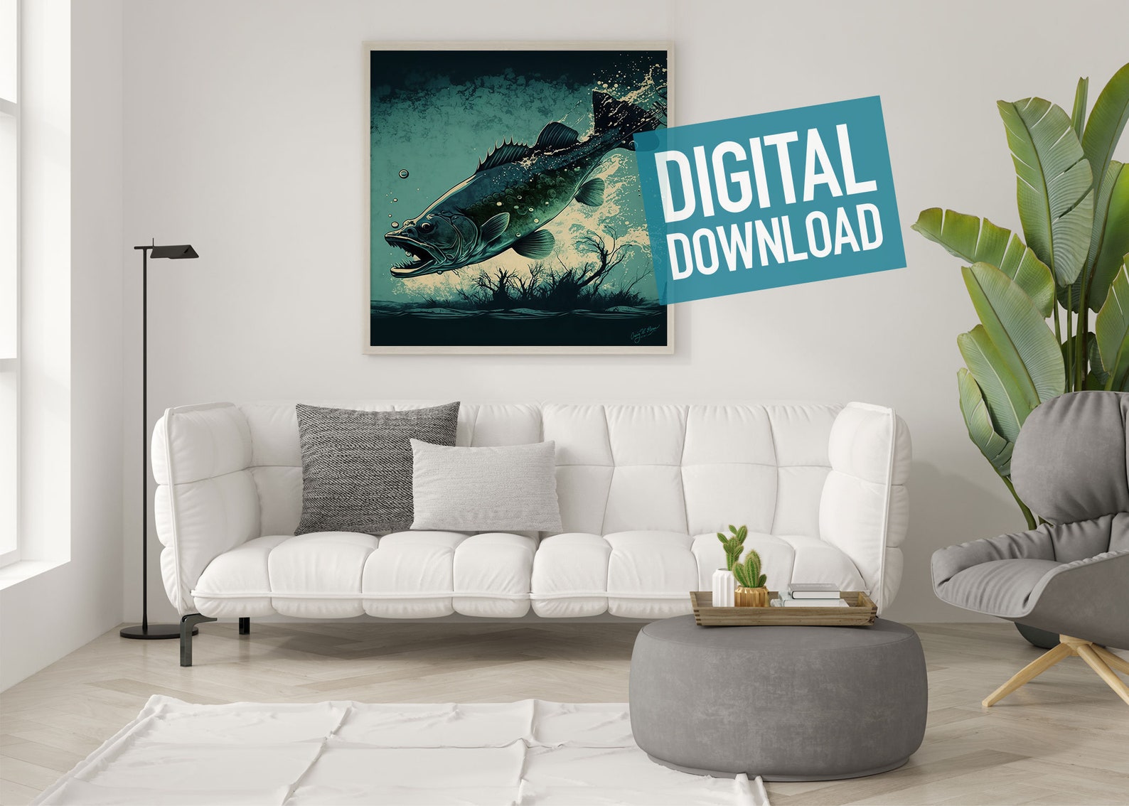 Bass Monster Two Tone / 5 Standard Sizes / Instant Download / - Etsy