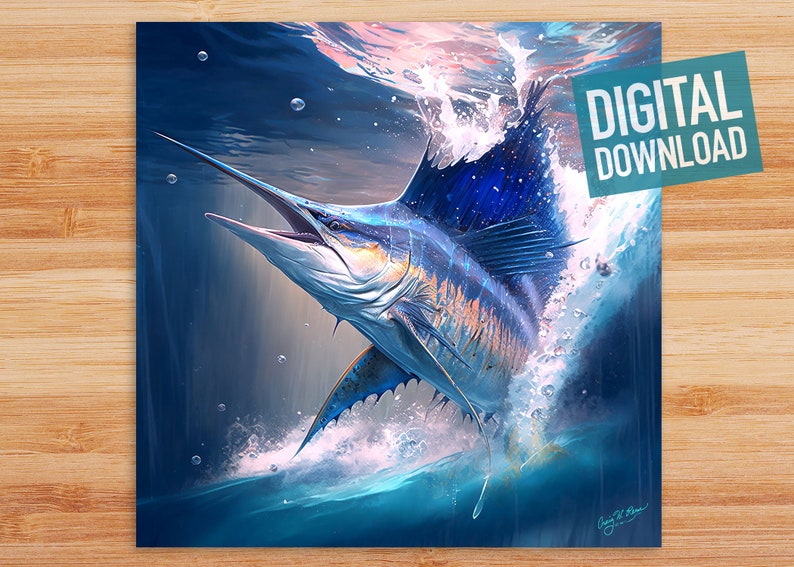 Sailfish Splashing in Ocean / 5 Standard Sizes / Instant Download / by ...