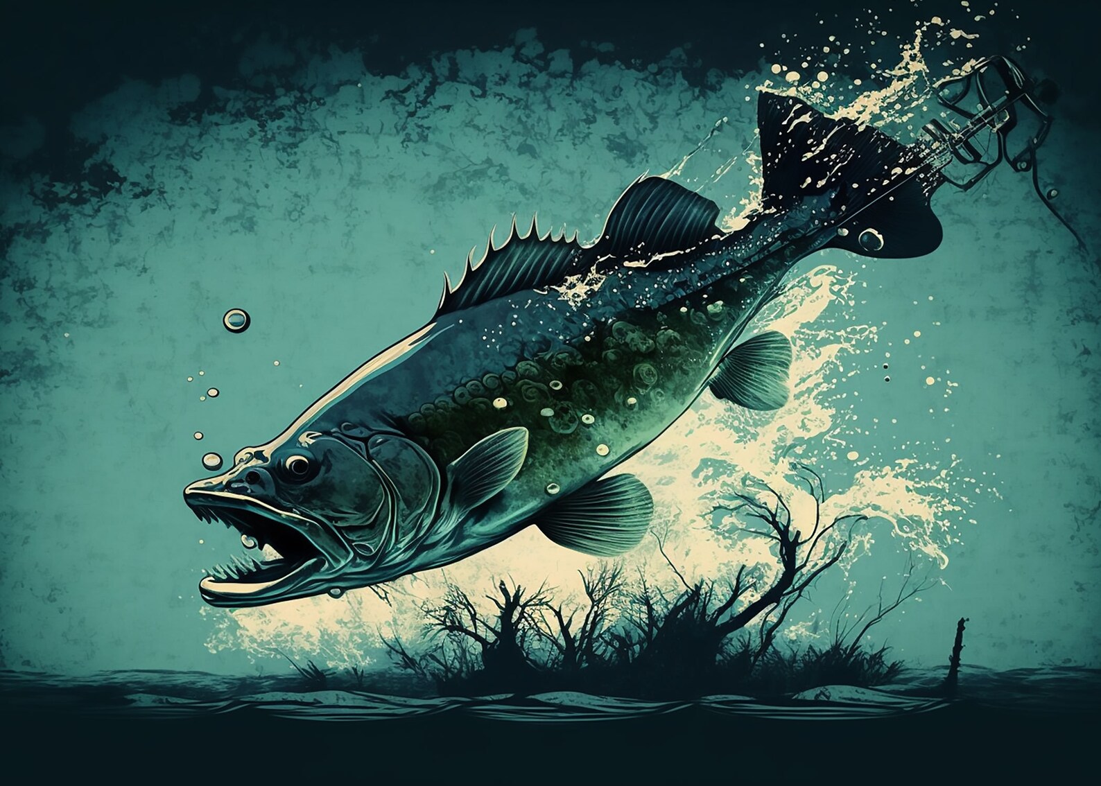 Bass Monster Two Tone / 5 Standard Sizes / Instant Download / - Etsy