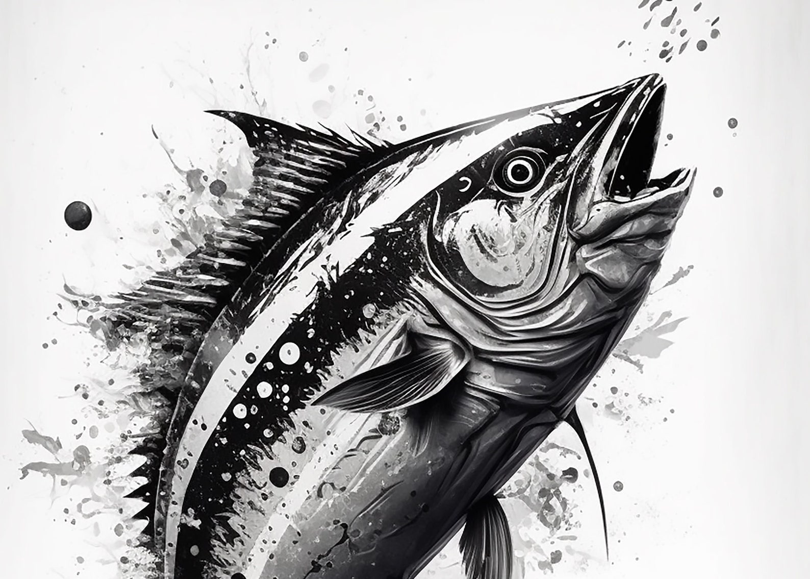 Big Eye Tuna India Ink Jumping on White / 5 Standard Ratio - Etsy
