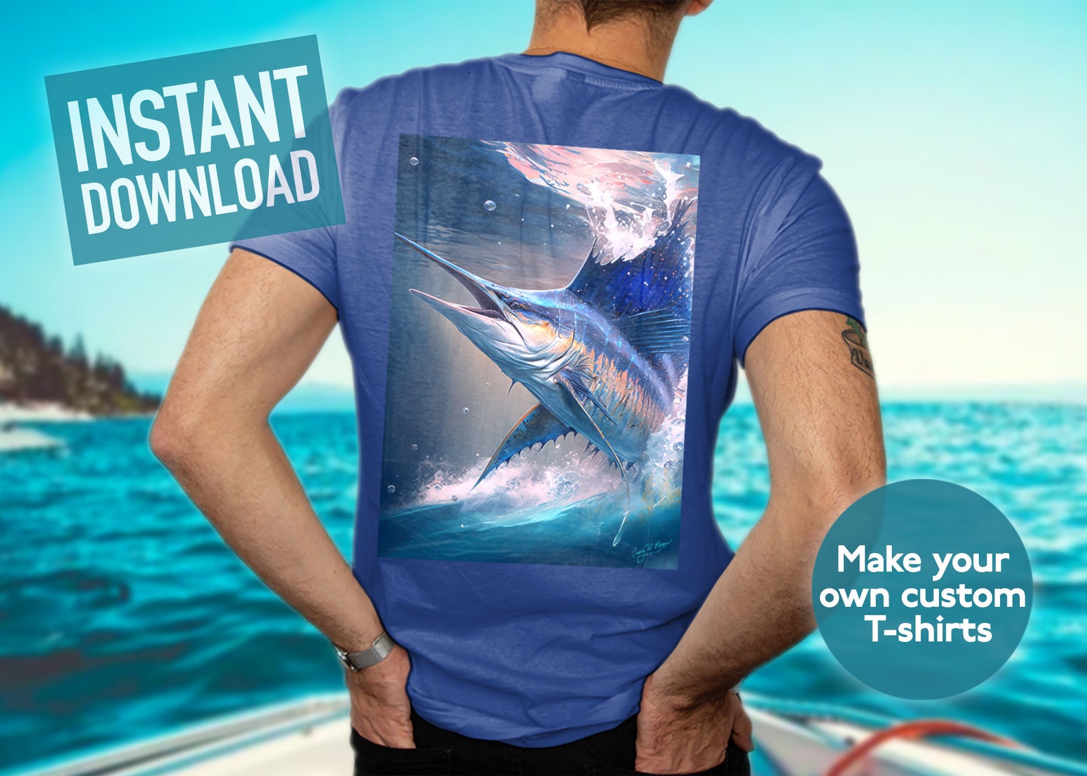 Sailfish Splashing in Ocean / 5 Standard Sizes / Instant Download / by ...
