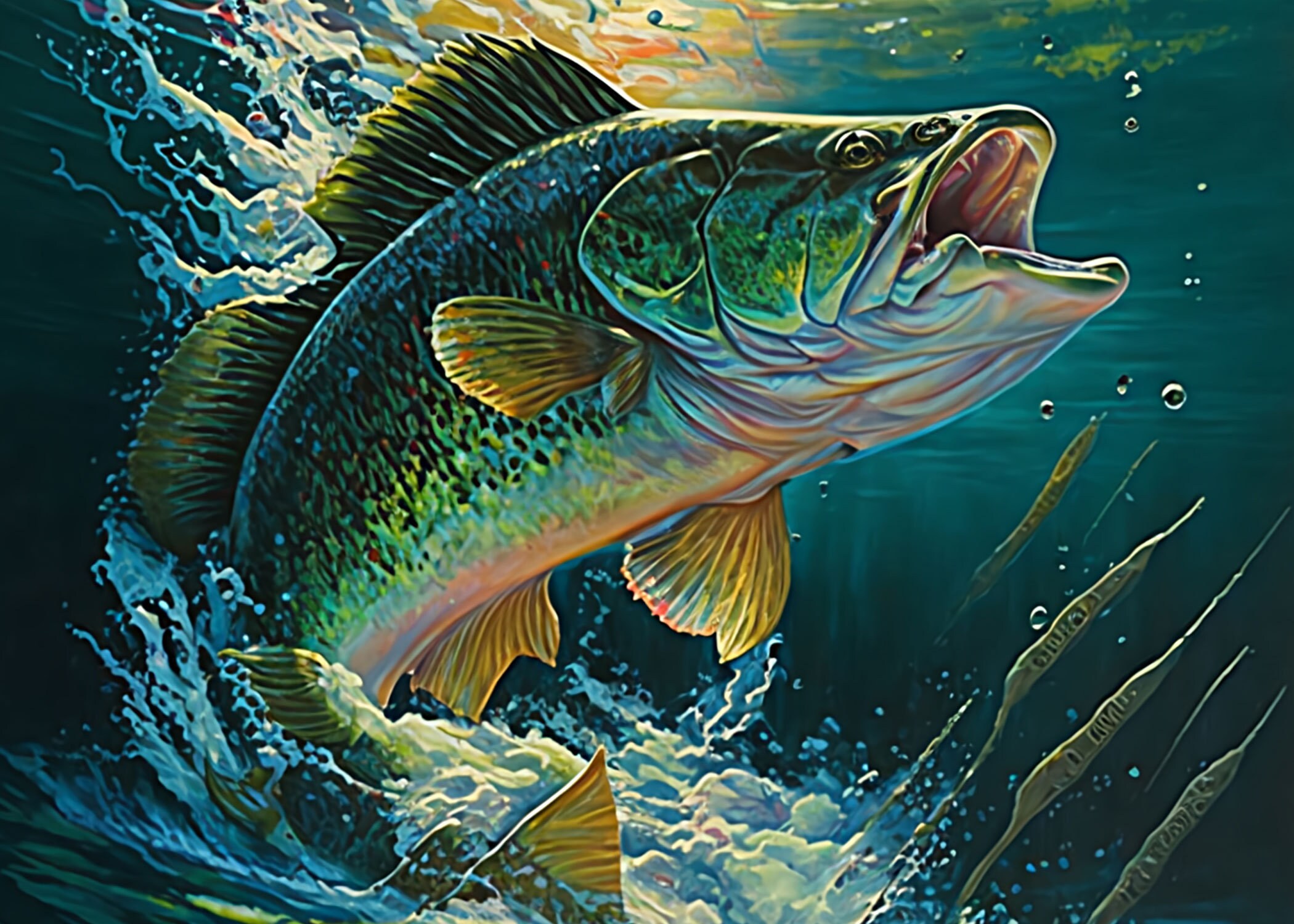 Jumping Bass Fish Clip Art