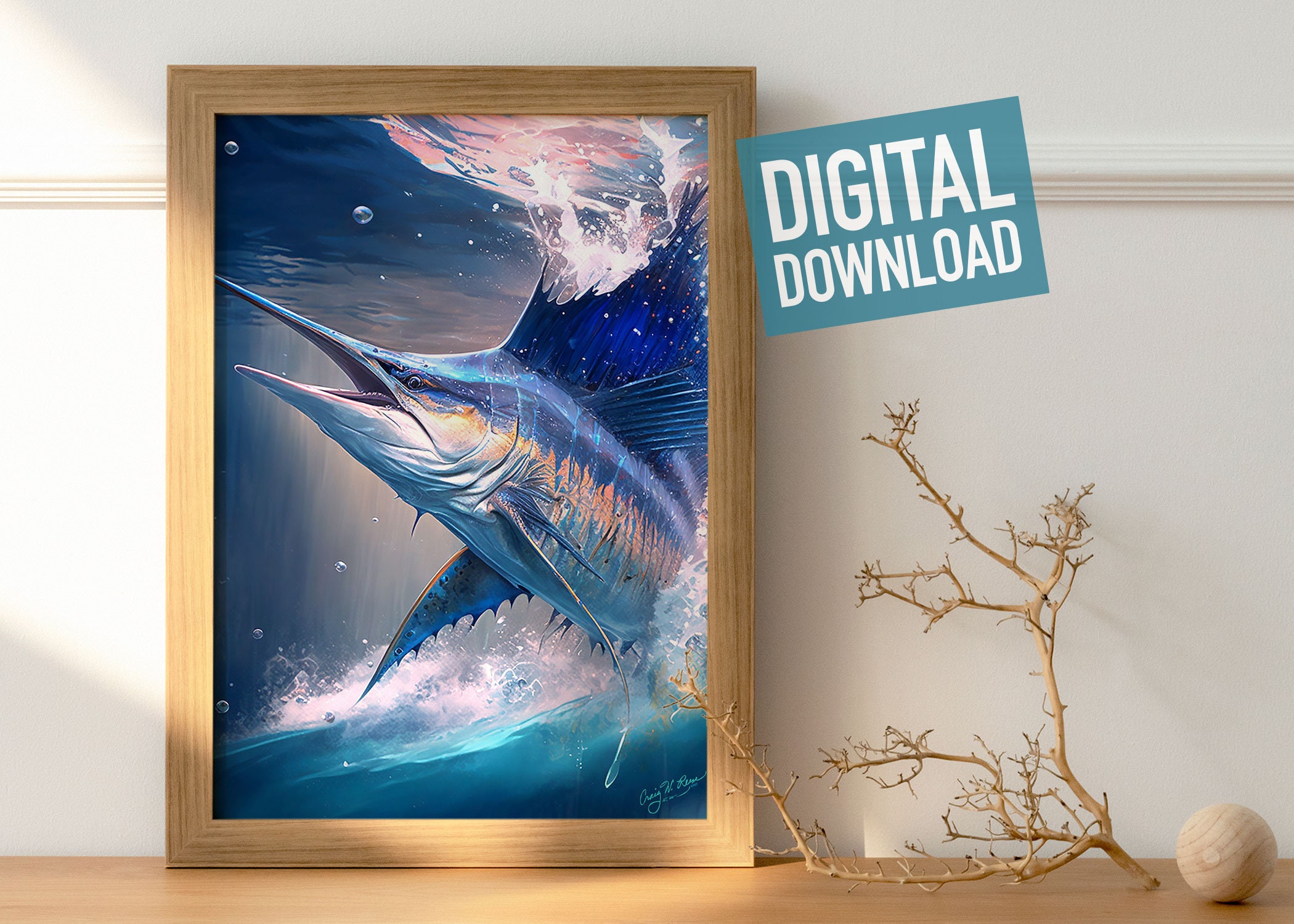 Sailfish Splashing in Ocean / 5 Standard Sizes / Instant Download / by ...