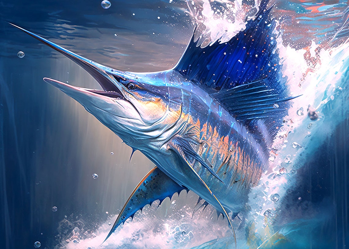 Sailfish Splashing in Ocean / 5 Standard Sizes / Instant Download / by ...