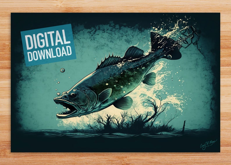 Bass Monster Two Tone / 5 Standard Sizes / Instant Download / - Etsy