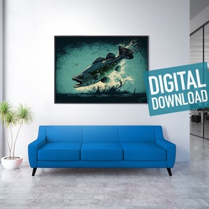 Bass Monster Two Tone / 5 Standard Sizes / Instant Download / - Etsy