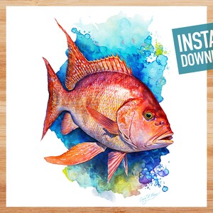Red Snapper / Instant Download / 5 Standard Sizes / by Craig Reese - Etsy