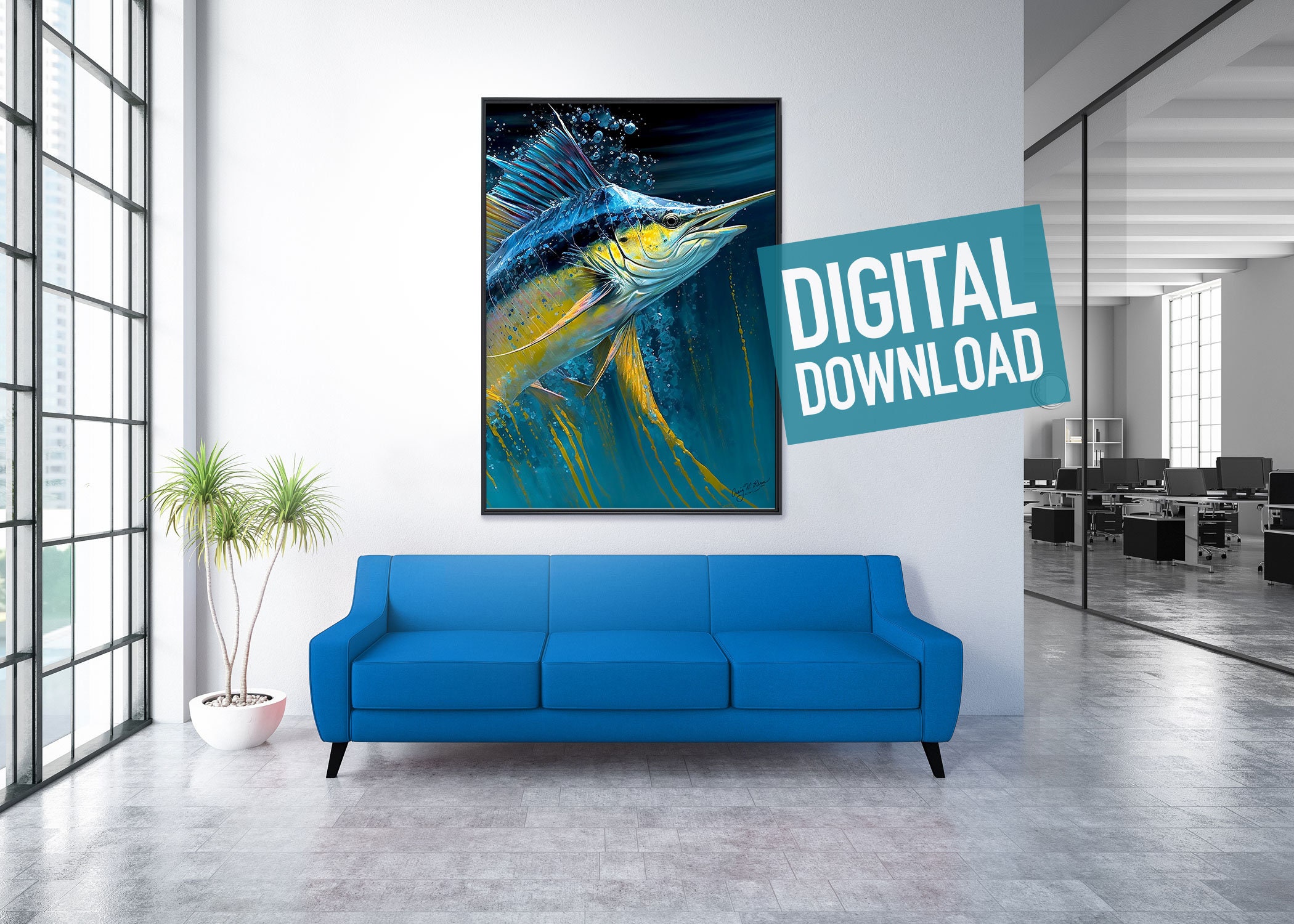 Blue Marlin in the Deep / 5 Standard Sizes / Instant Download / by ...