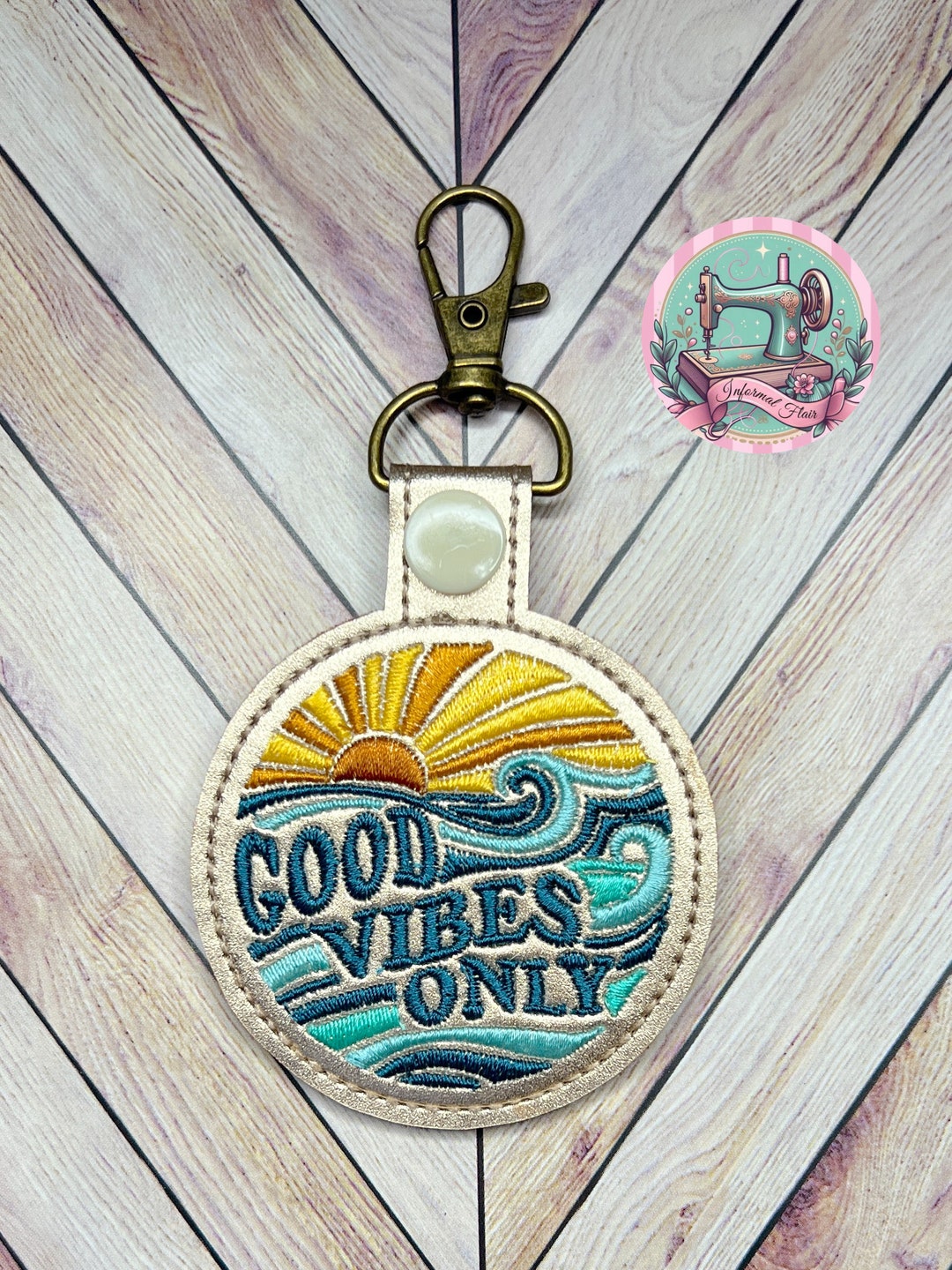 Retro Sunset Ocean Beach Scene Keychain Key Fob Bag Tag Charm - Etsy