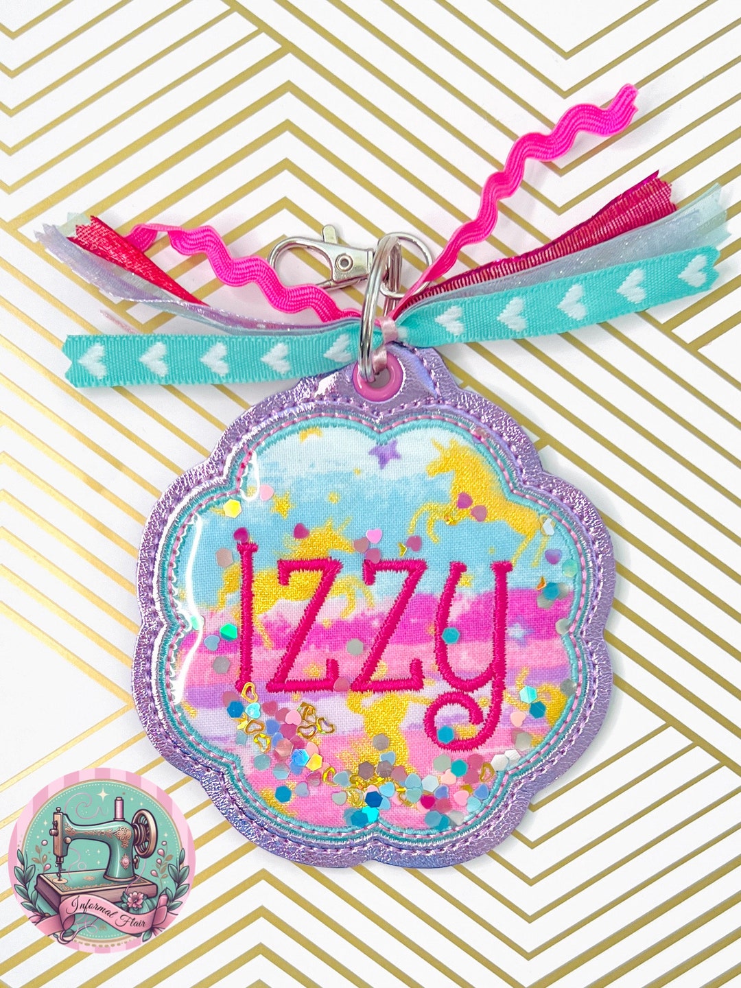 Personalized Unicorn Rainbow Glitter Shaker Bag Tag / Backpack Charm - Etsy