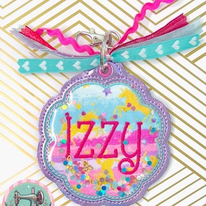 Personalized Unicorn Rainbow Glitter Shaker Bag Tag / Backpack Charm - Etsy