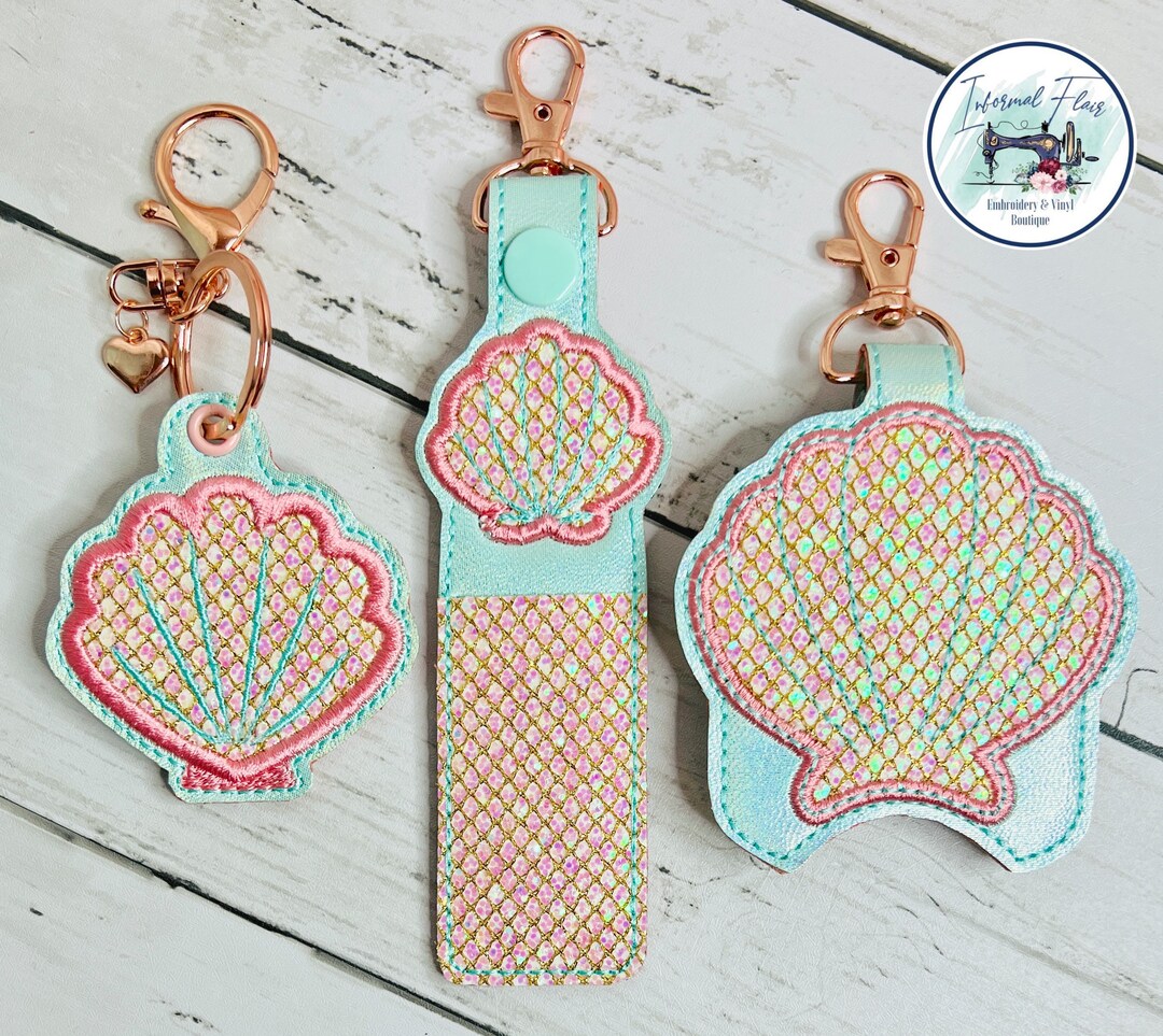 Seashell Beachy Sanitizer / Lip Balm / Keychain Holder Set for Beach ...