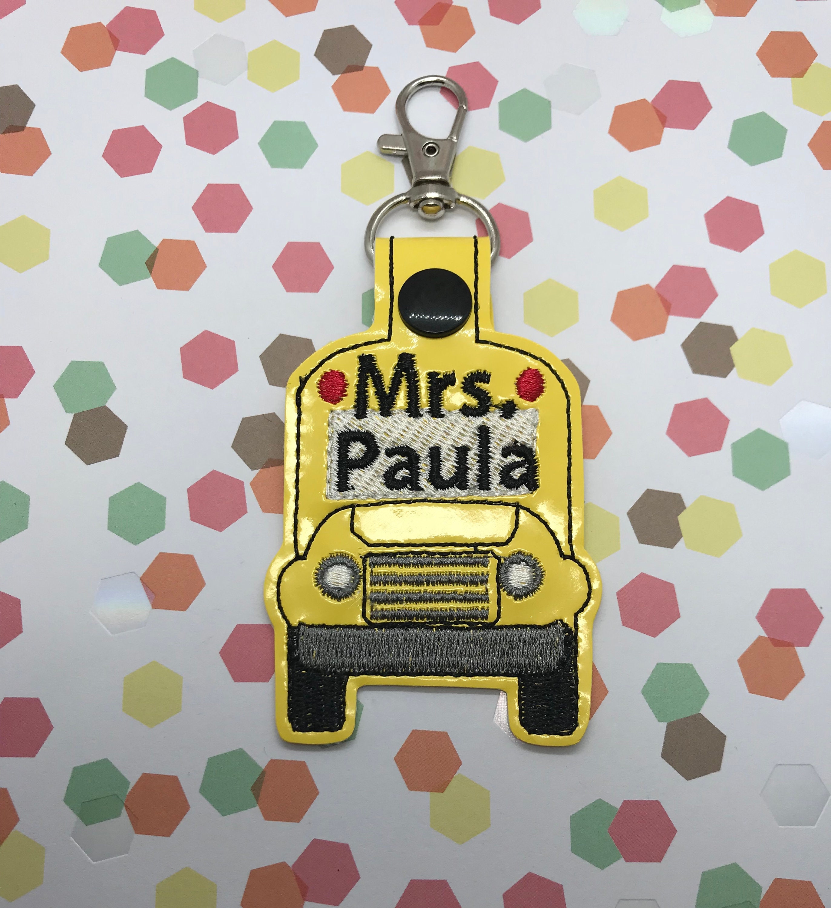 Personalized School Bus Snap-tab / Key Fob / Backpack Charm / | Etsy