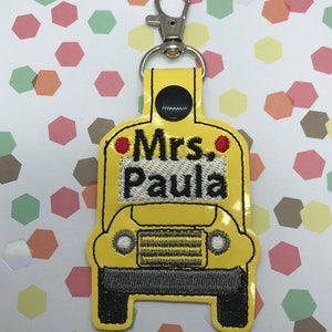 Personalized School Bus Snap-tab / Key Fob / Backpack Charm / Bag Tag ...