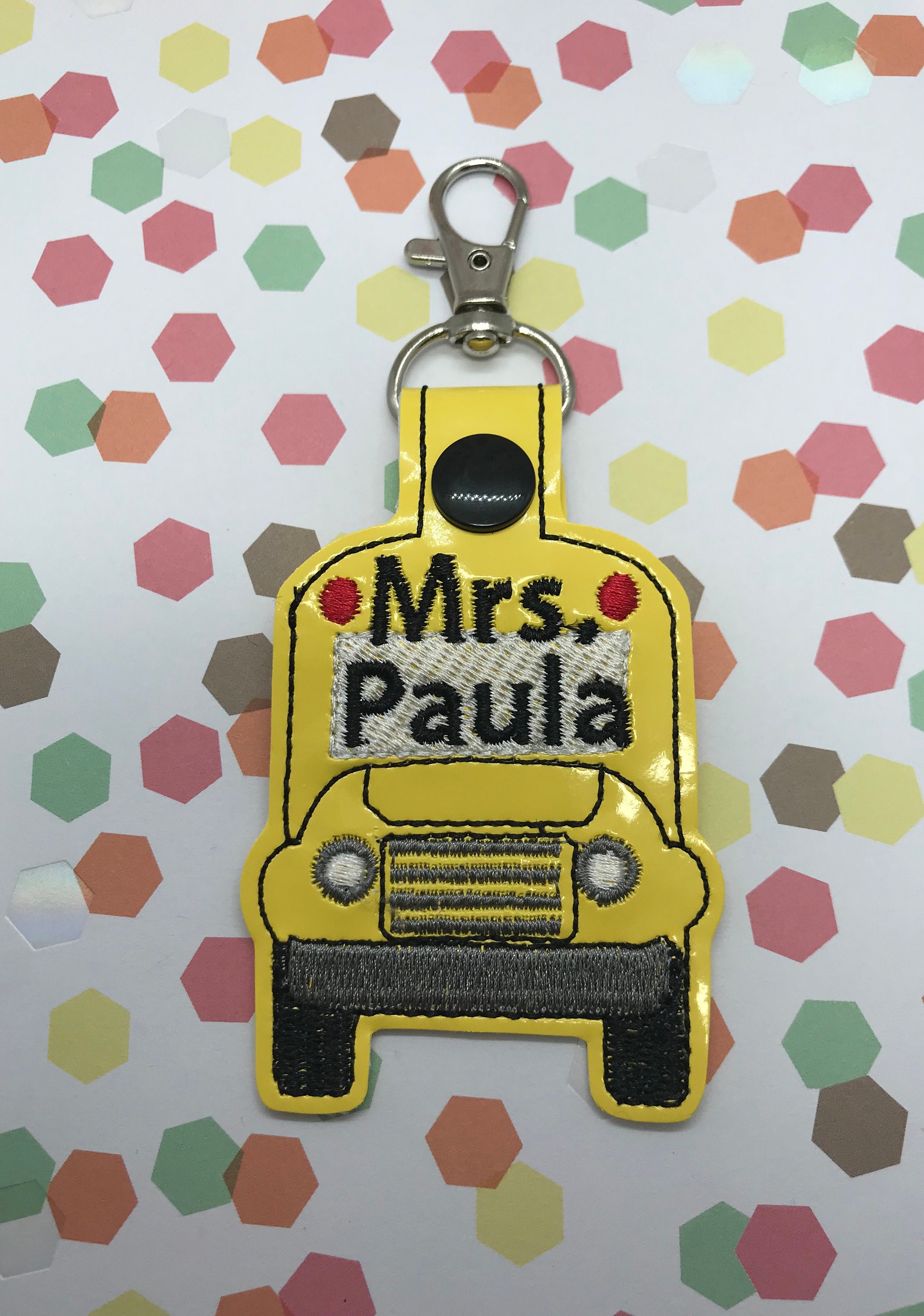 Personalized School Bus Snap-tab / Key Fob / Backpack Charm / | Etsy