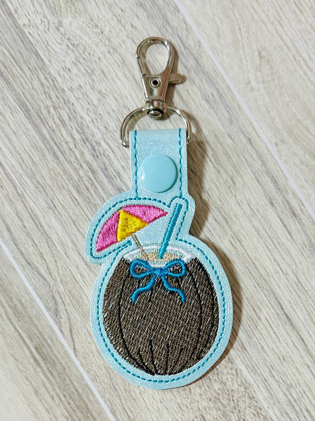 Tropical Coconut Keychain / Key Fob / Bag Tag / Beach Bag Tag / Handbag ...
