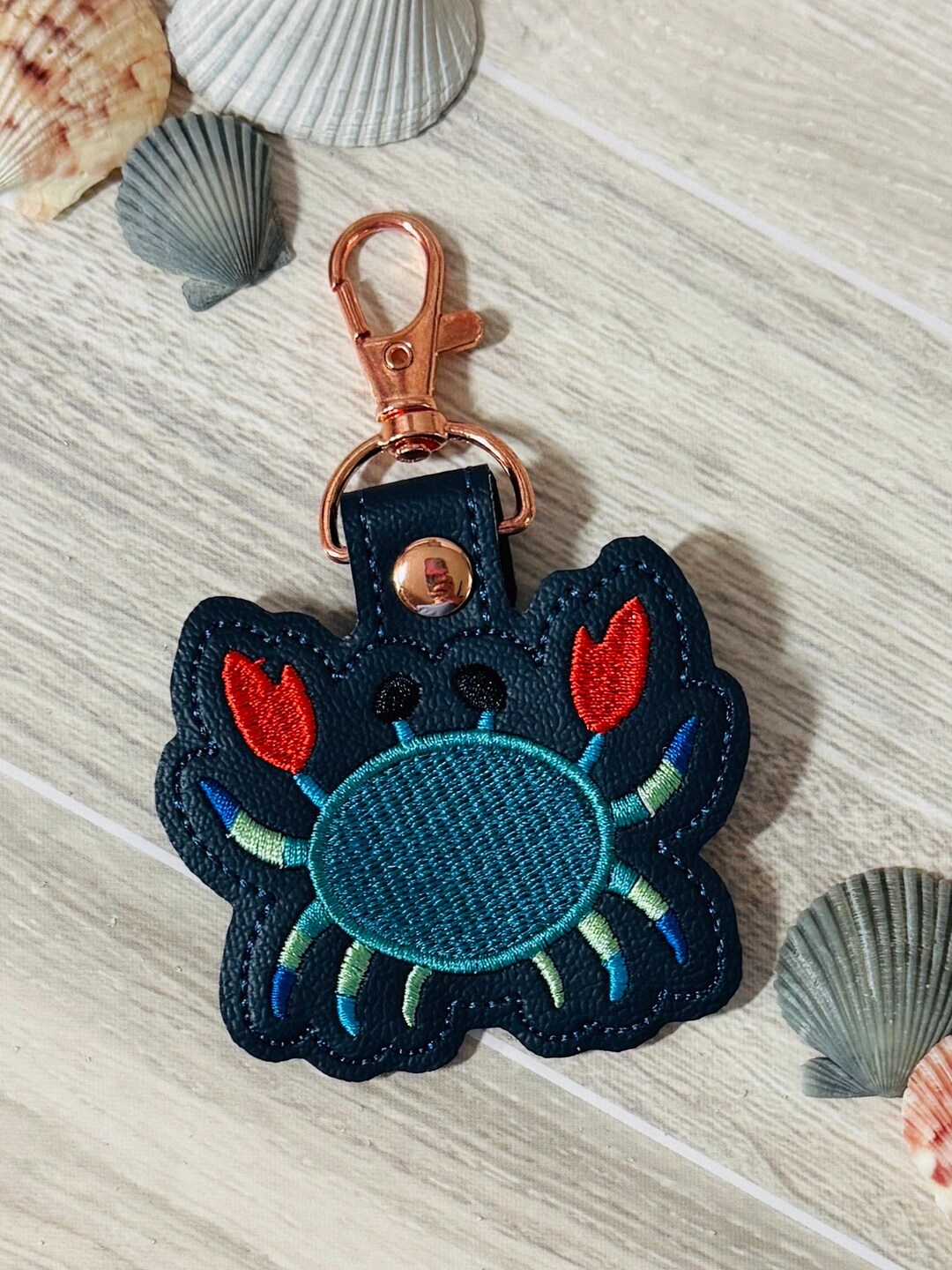 Crab Keychain Decorative Fob Beach Bag Tag Charm - Etsy