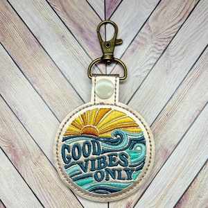 Sunset Ocean Beach Scene Keychain Decorative Fob Bag Tag Handbag Charm ...