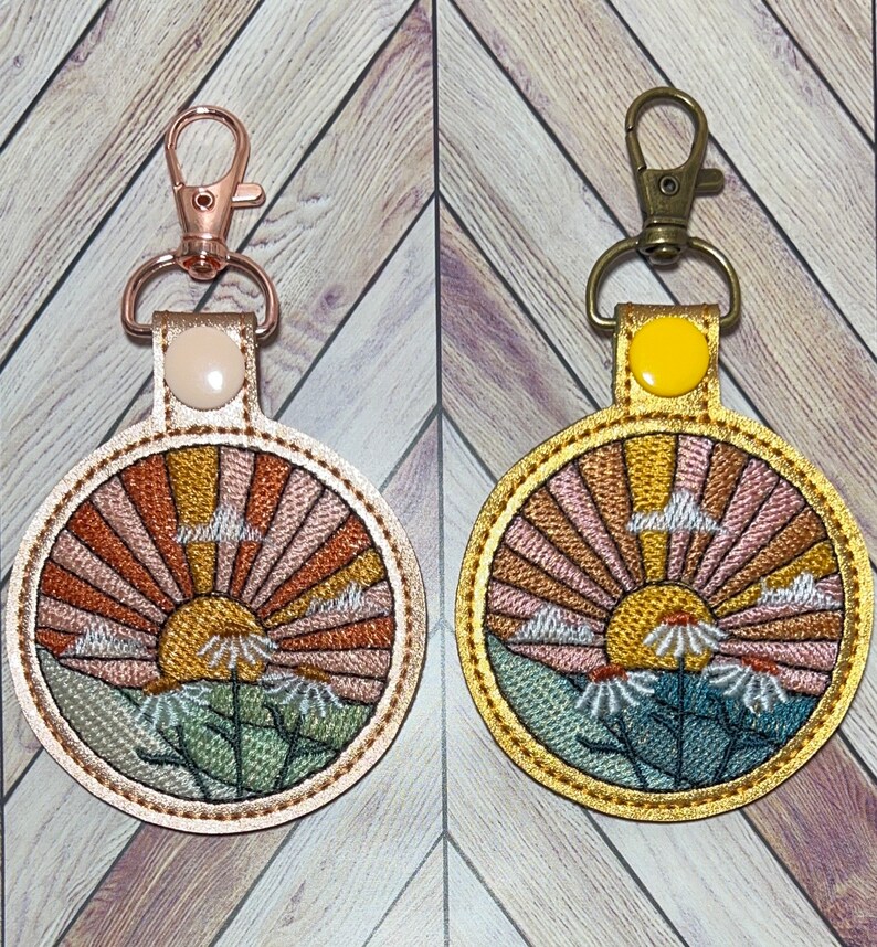 Retro Boho Wildflower Sunset Keychain Decorative Fob Bag Tag Charm - Etsy