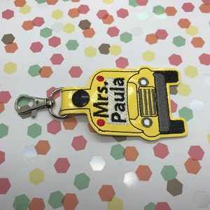 Personalized School Bus Snap-tab / Key Fob / Backpack Charm / Bag Tag ...