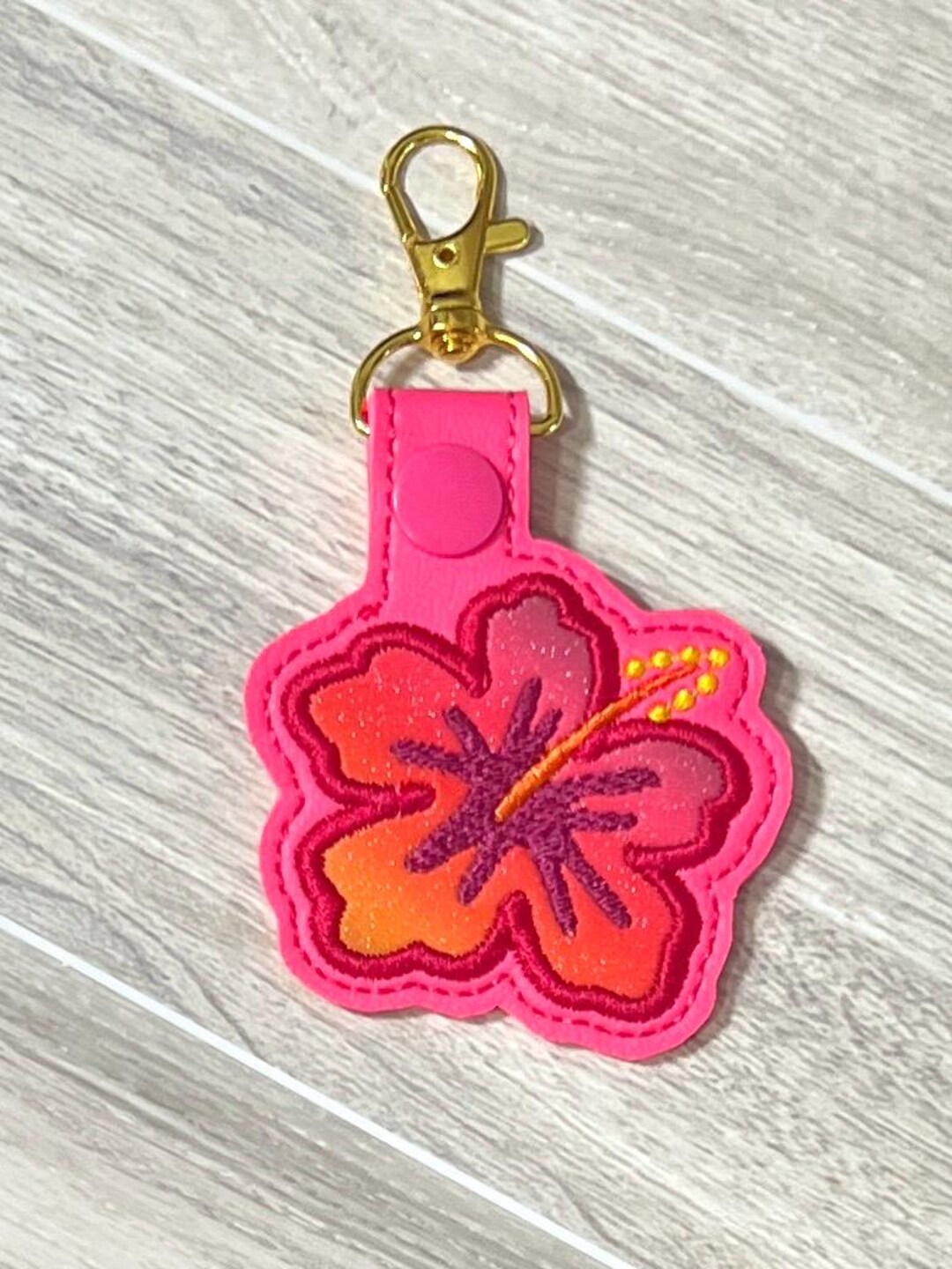 Hibiscus Keychain Decorative Fob Bag Tag Charm - Etsy